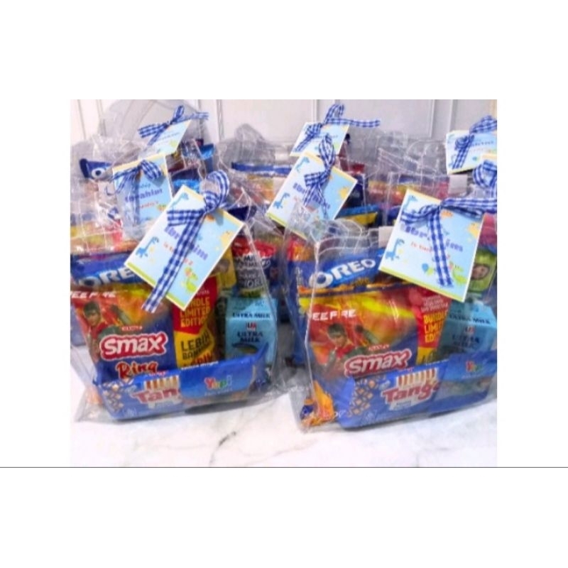 Jual Paket Snack Tema Biru Premium Tas Mika ( Free Card ) | Shopee ...