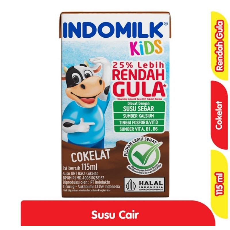 Jual INDOMILK Kids Susu UHT Cokelat Rendah Gula 115 ml | Shopee Indonesia