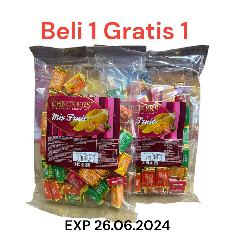 Jual [Buy1get1] Checkers Mini Chuncky Chocolate Mix Fruit 300g Coklat ...