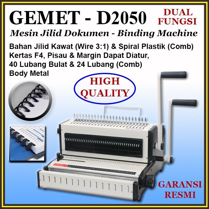 Jual Mesin Jilid Spiral Plastik & Kawat 3:1, F4, GEMET D-2050 | Shopee Indonesia