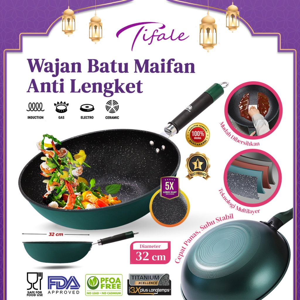 Jual Tifale X Hongzhuo Wajan Maifan Wajan Batu Medis 32CM Anti Lengket Cocok Segala Jenis Kompor ...