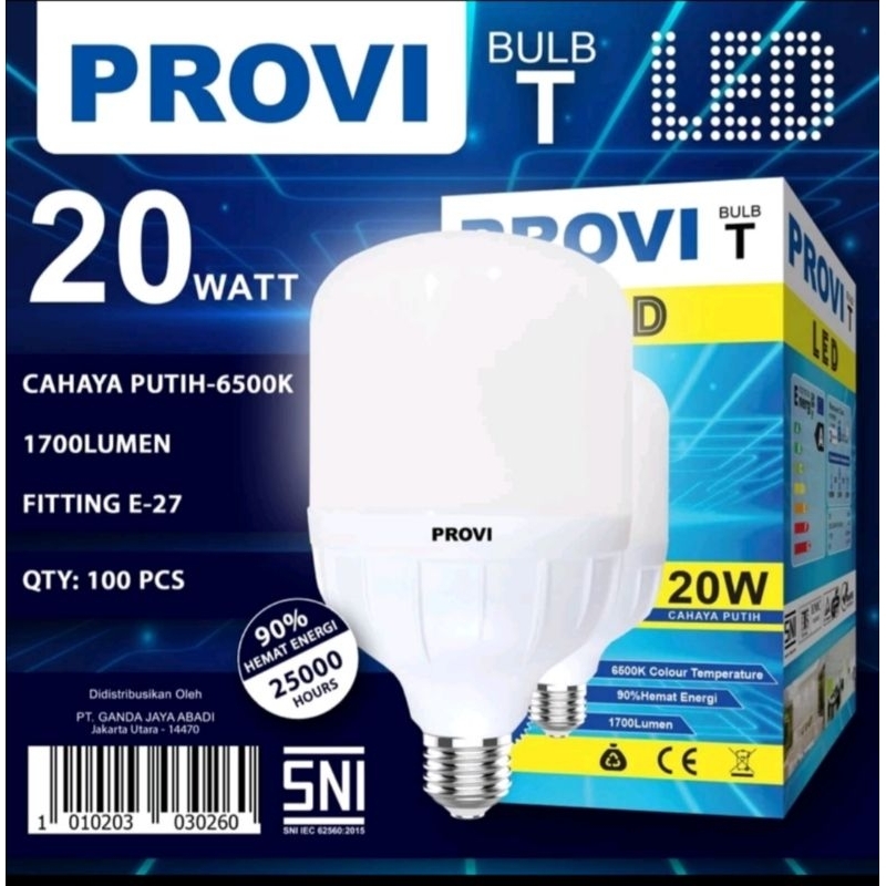 Jual Lampu BULB Provi T 10 Watt 15 Watt 20 Watt SNI Original Terang ...