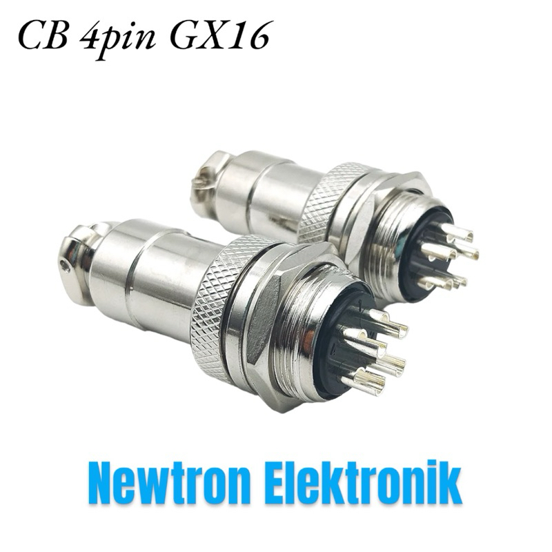 Jual Konektor Mic 4 pin Bulat CB 4pin Soket Pin 4 Besi GX16 For Radio ...