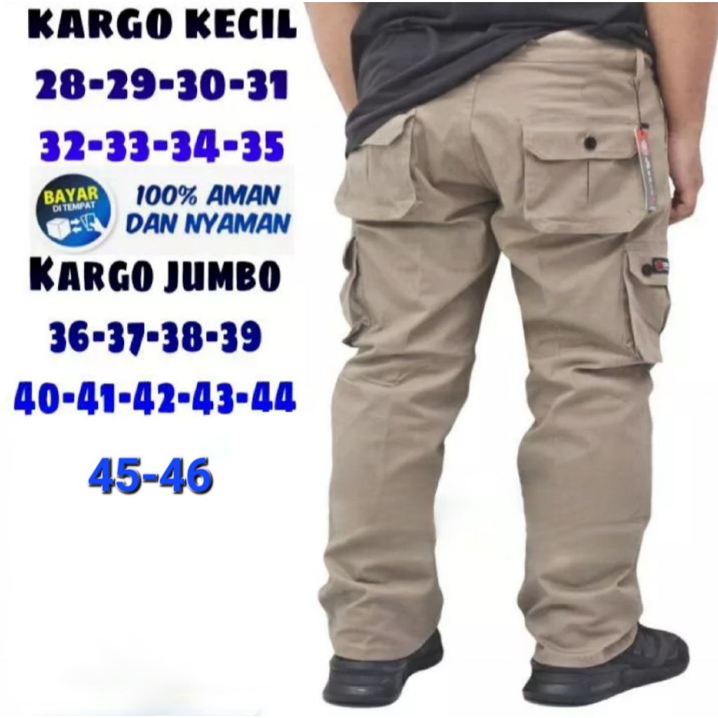 Jual Kargo PDL Celana Cargo Panjang Pria Big Size Jumbo 27-48 Style Cowok Extra Gemuk Gendut ...