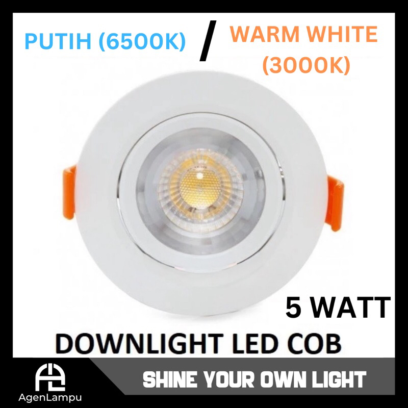Jual Lampu Downlight LED Spot sorot 5w 5 watt Putih Warm White COB | Shopee Indonesia