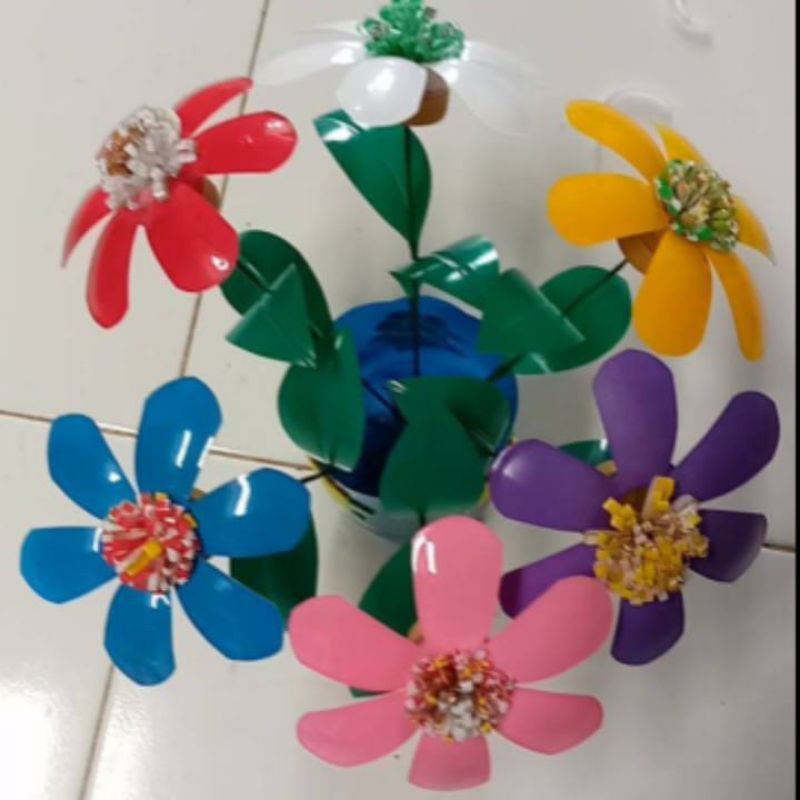 Jual Kerajinan Tangan Bunga Botol Dari Botol Plastik Bekas Daur Ulang ...