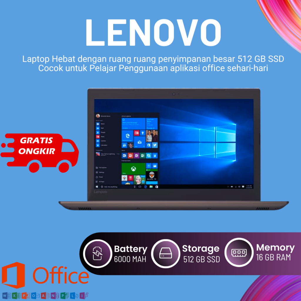 Jual LAPTOP LENOVO IDEAPAD 320 | A4-9120 | 8GB RAM | 512GB SSD | 14INCH | WINDOWS | Shopee Indonesia