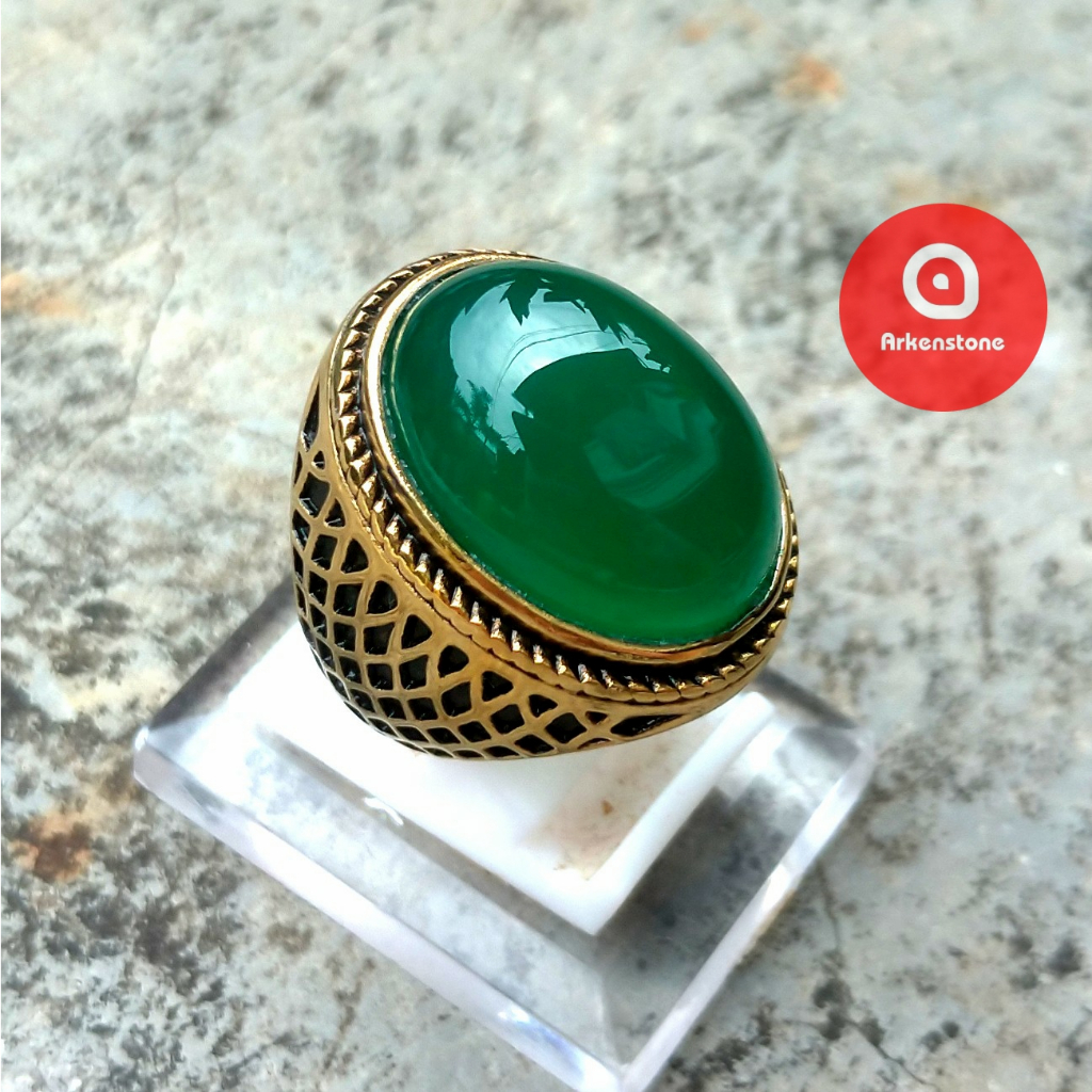 Jual CINCIN GOLD EMAS BATU AKIK IJO GARUT / HIJAU GARUT / OHEN / EHON ...