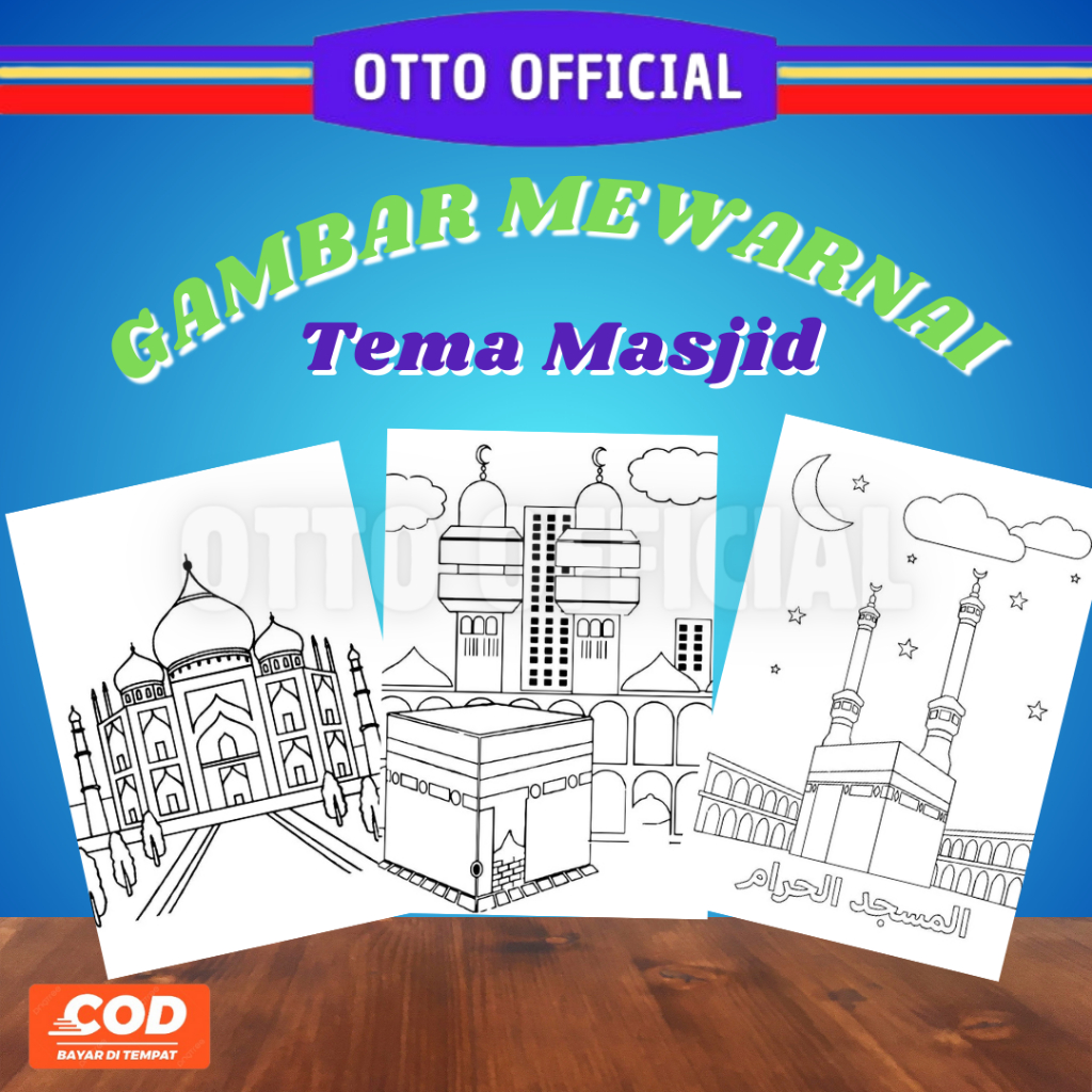 Jual OTTO kertas Gambar Sketsa Mewarnai ISLAMI TEMA MASJID Menggambar ...