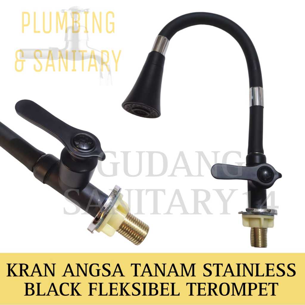 Jual Kran angsa flexible tanam stainless black kran tancap cuci piring ...
