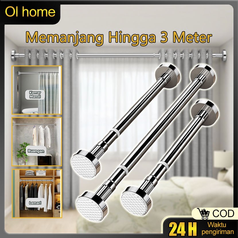 Jual Tiang Gorden Batang Stainles Fleksibel Jemuran Baju Dinding ...