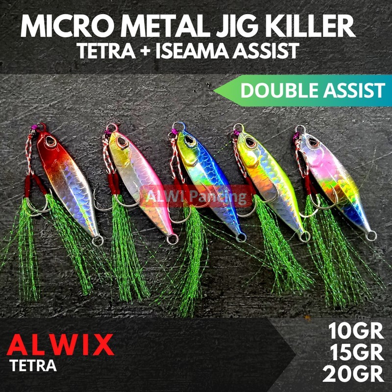 Jual ALWIX Metal JIG TETRA + Double Assist Hook NON GID ~ Mikro Metal Jig Lengkap 10 gram 15 ...