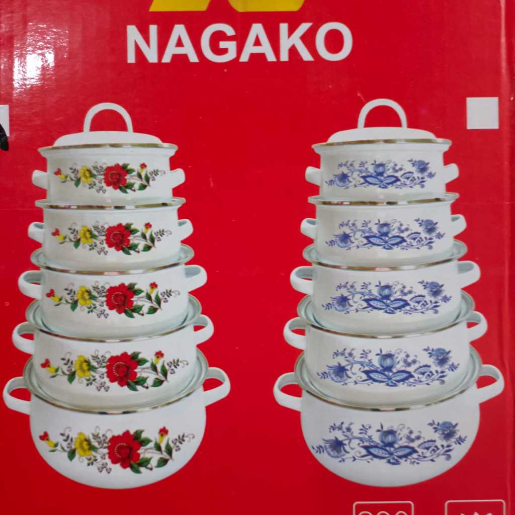 Jual PANCI SET ENAMEL 5 SUSUN NAGAKO/enamel cover casserole set ...