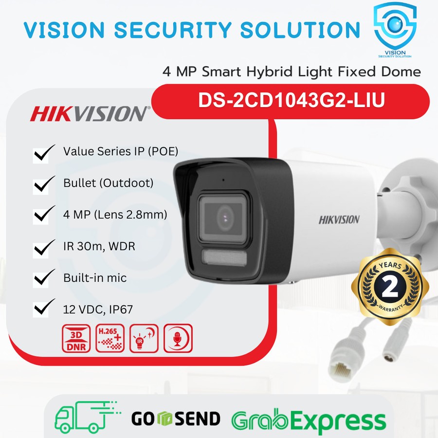 Jual Kamera CCTV IP Hikvision Outdoor 4MP DS-2CD1043G2-LIU Audio | Shopee Indonesia