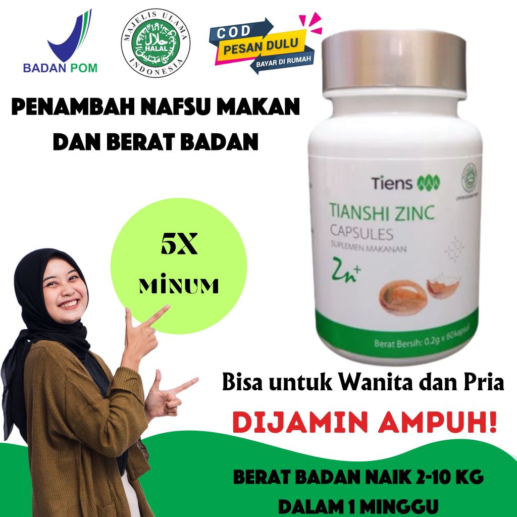 Jual Zinc 5 Kapsul Dewasa(Zinc Capsule TIENS Suplemen Penambah Berat ...