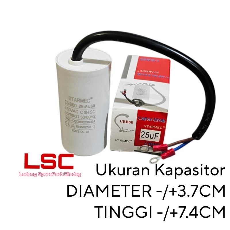 Jual Capasitor Pompa Air 25 Uf Kapasitor Jet Pump 25uf Bulat Jetpum Jet ...