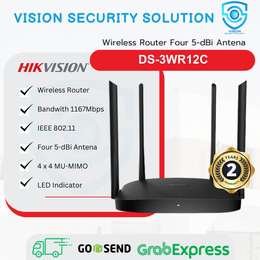 Jual Hikvision Wireless Router DS-3WR12C Four 5-dBi Antenna - Garansi ...