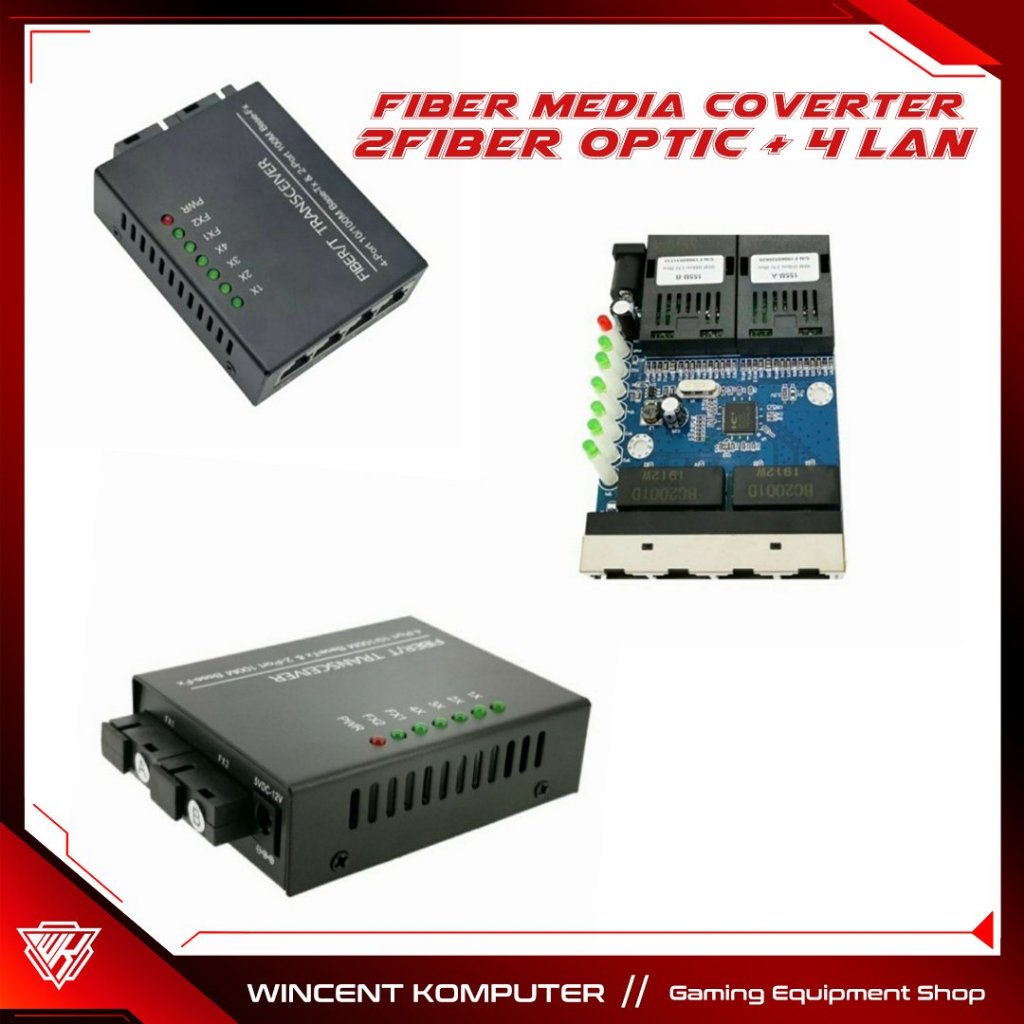 Jual Media Converter Fiber Optic 2 FO 4 LAN 10/100 Mb/s Netlink | Shopee Indonesia