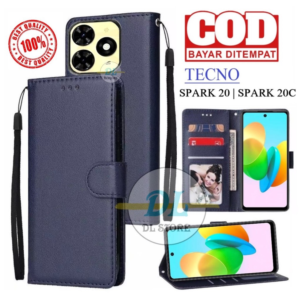Jual Case Flip Wallet Tecno Spark 20 Spark 20c Flip Leather Case Premium Flip Wallet Case