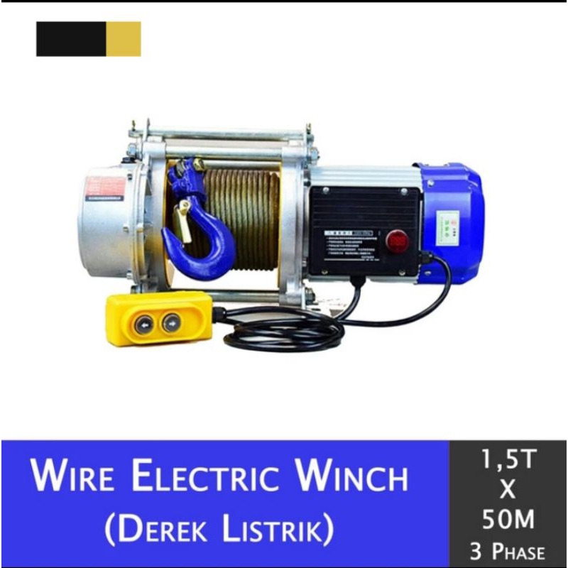 Jual electrik winch 1.5 ton x 50 meter / derek listrik 3 phase | Shopee ...