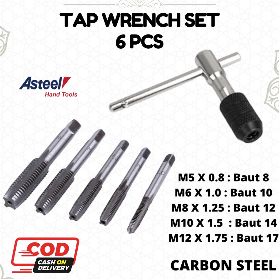 Jual ART T38H ASTEEL Set Tap Alat Metrik Alat Pembuat Drat Metric Hand ...