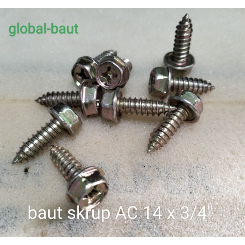 Jual baut skrup AC 14 x 3/4" kunci 10 ( 1 pcs ) | Shopee Indonesia