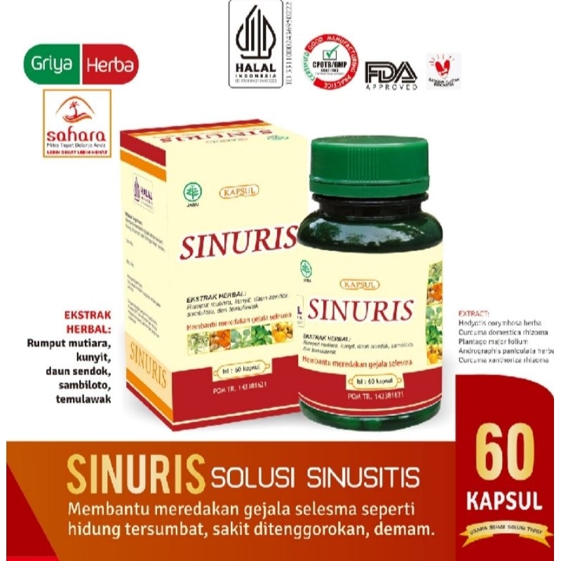 Jual Obat Herbal Ampuh Atasi Sinusitis Sinus Hidung Tersumbat Kapsul ...