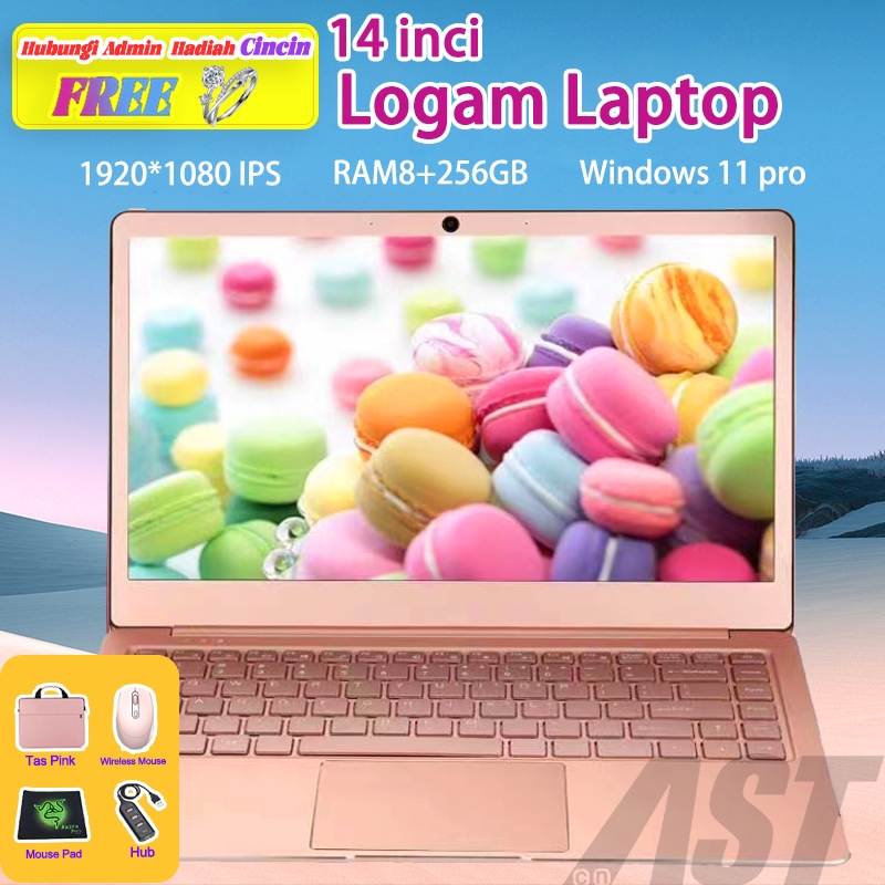 Jual AST laptop pink 14 inci intel J4115 baru Ram8g+256GB ssd logam ...