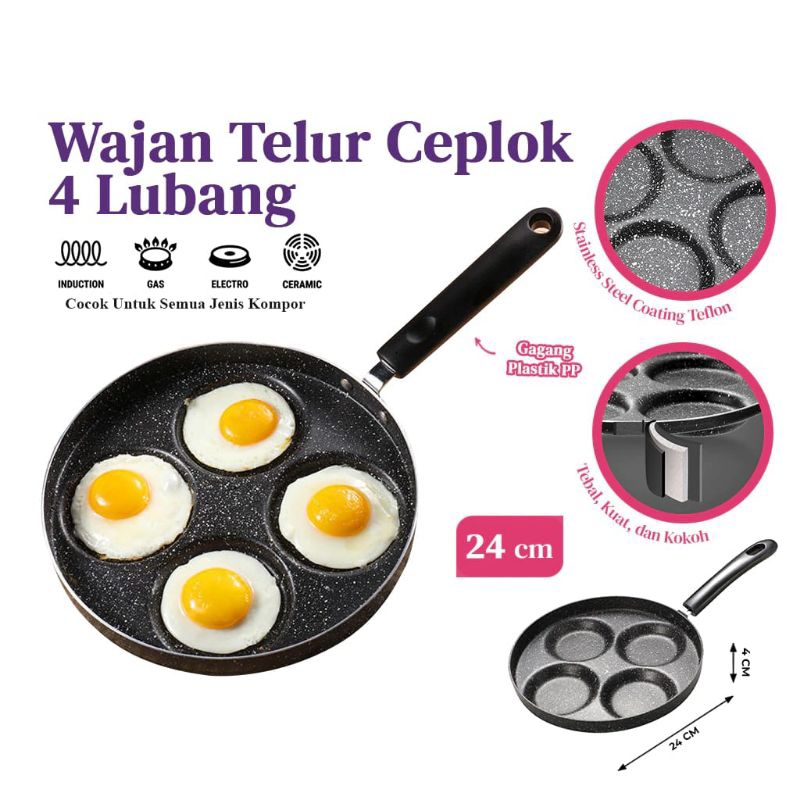 Jual TEFLON DORAYAKI WAJAN DORAYAKI 4 LUBANG WAJAN OMELETE 4 LUBANG ...