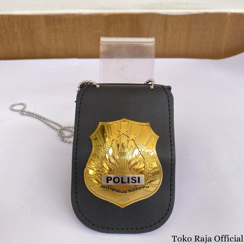 Jual Dompet Kalung Lencana Polisi Dompet Kartu KTA Polisi Kulit Sepaket ...
