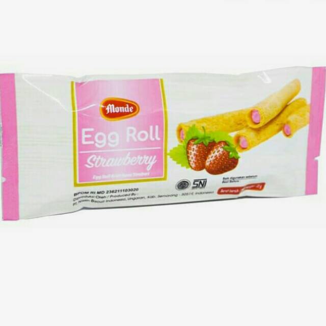 Jual monde egg roll strawberry 35gr - egg roll monde | Shopee Indonesia
