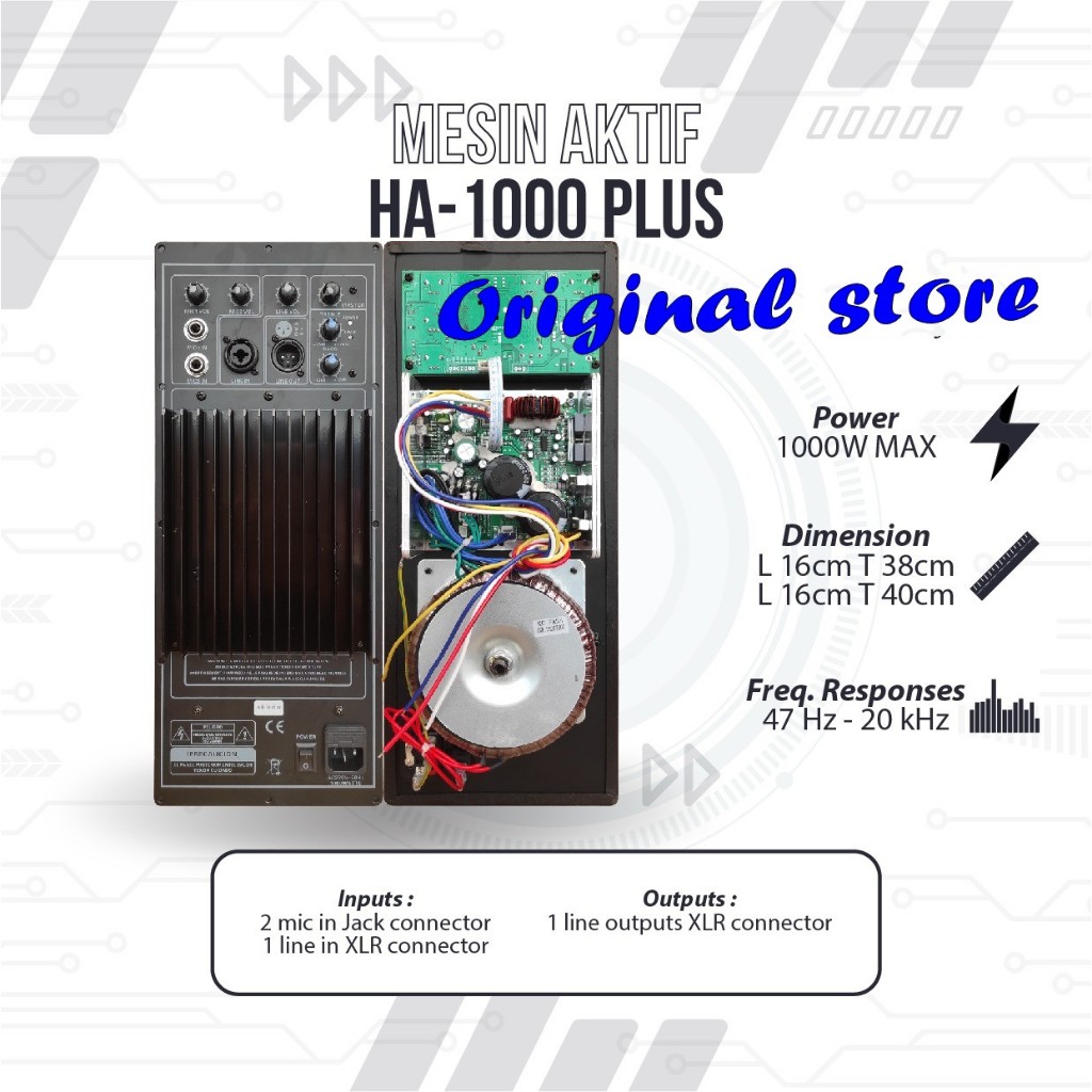 Jual power mesin speaker aktif ha1000 plus / ha1000 plus original 1 ...