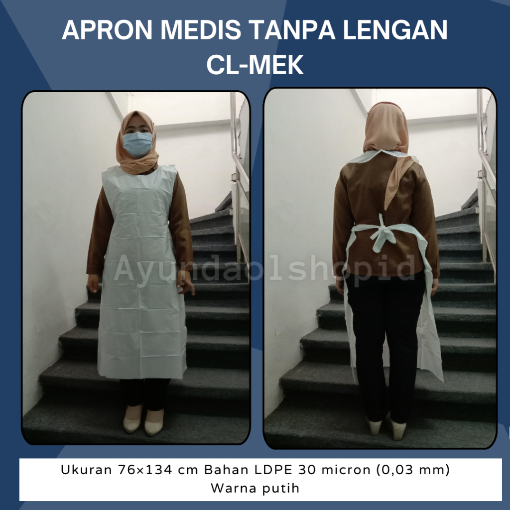 Jual Apron Medis Celemek Plastik 30 Mikron isi 100 Pcs Apron Medis ...