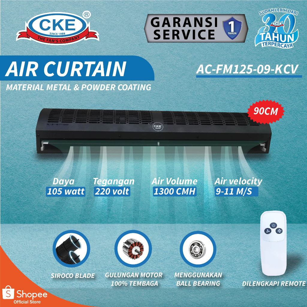 Jual Air Curtain 90 CM / 0.9 M Tirai Udara with Remote CKE | Shopee Indonesia