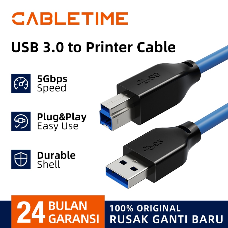 Jual CABLETIME Kabel Data Printer USB 3.0 USB-A to USB-B Male to Male ...