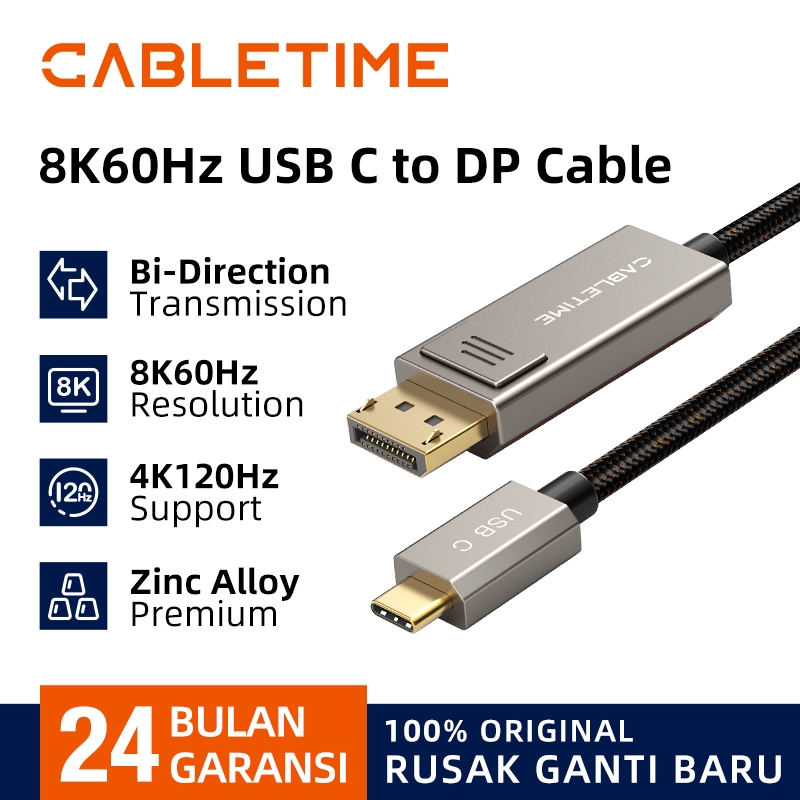 Jual CABLETIME Kabel USB C to DP DisplayPort 8K 60Hz Converter ...