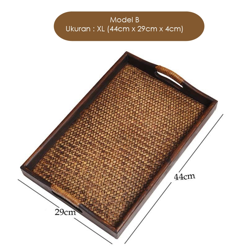 Jual Bamboo Tray/Nampan Bambu pegangan kayu solid/Nampan Vintage ...