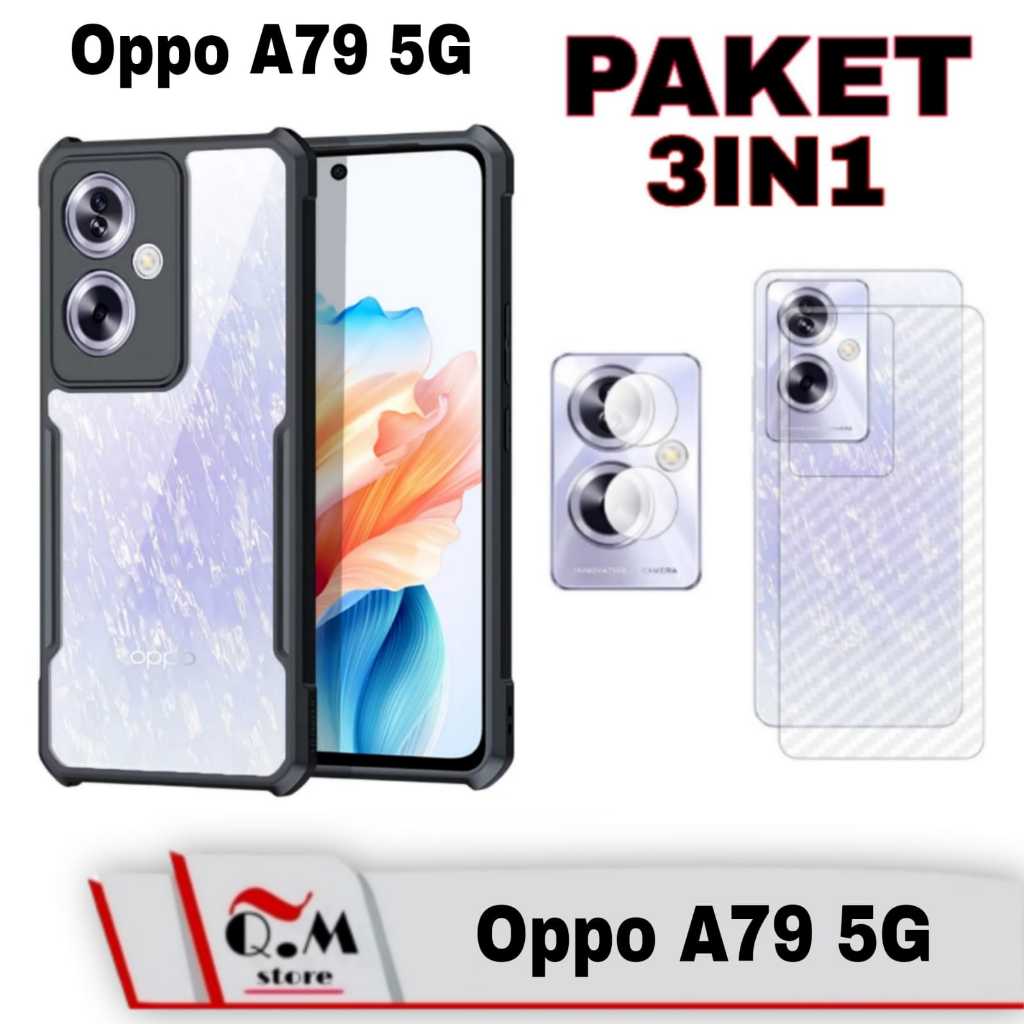 Jual Paket 3in1 Casing Oppo A79 5G Softcase Slim Armor Case Transparan ...