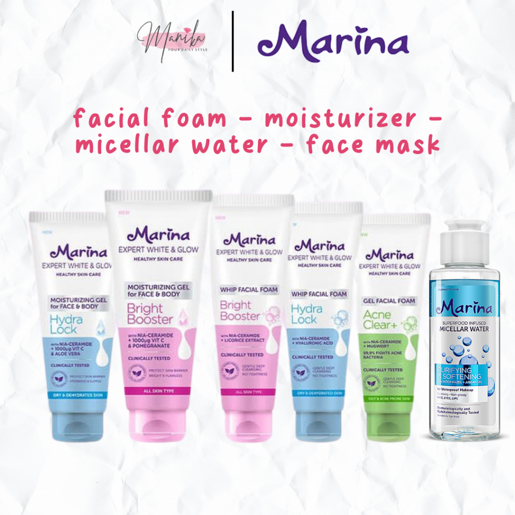 Jual Marina Micellar Water Facial Foam Whip 50ml 100ml 170ml / Face ...
