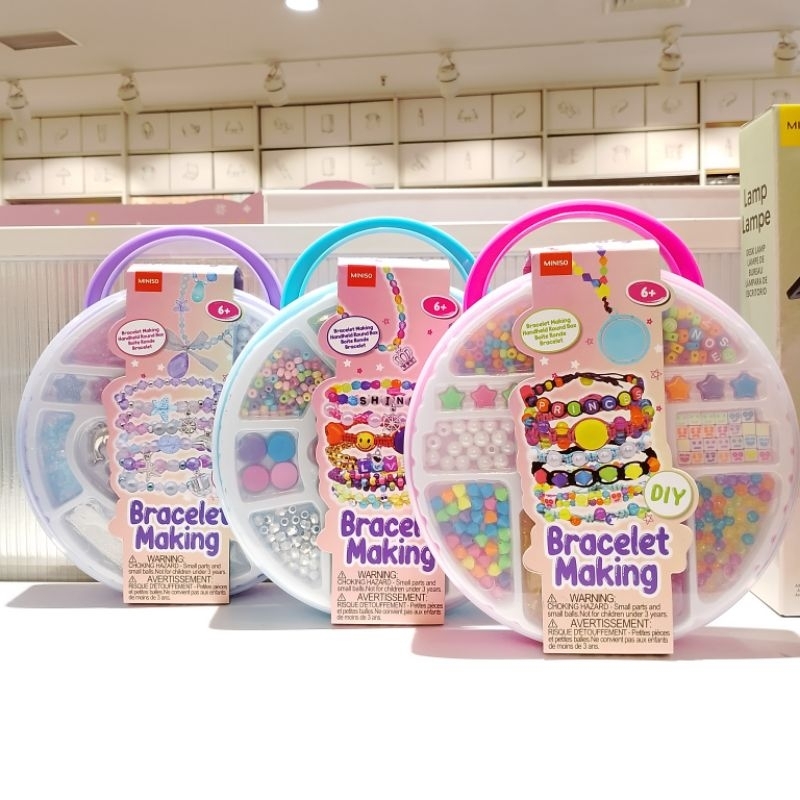 Jual Miniso DIY Bracelet Making Round Box/Satu Set Perlengkapan Gelang ...