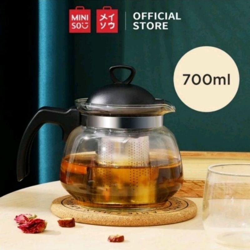 Jual MINISO TEKO KACA 700ML SODA LIME GLASS TEAPOT TEKO TEH SARING ...