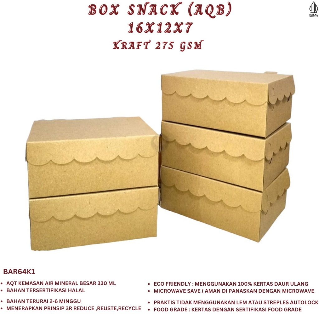 Jual Box Snack 12X16 AQB Dus Roti Snack Box 16x12 (BAR64K1-Non Laminasi ...