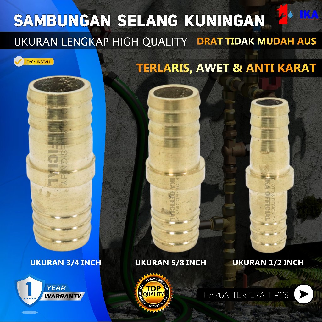 Jual Sambungan Selang Kuningan Asli . Fitting nepel kuningan size 1/2 ...