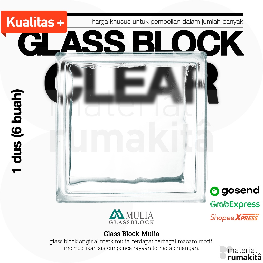 Jual GLASS BLOCK MULIA CLEAR / GLASSBLOCK DINDING - 1 DUS 6 BUAH ...