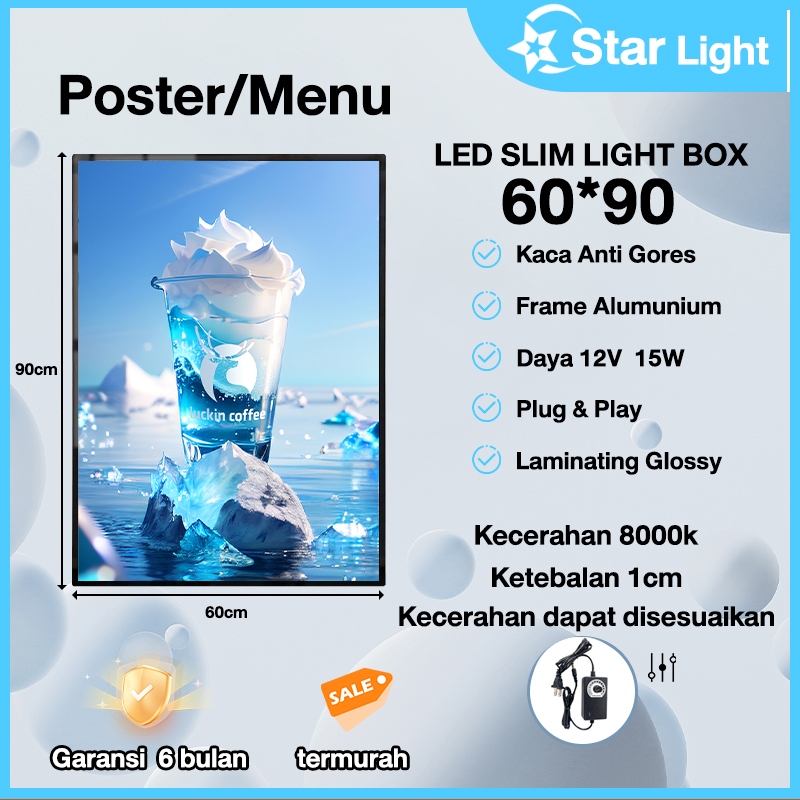 Jual 60*90 Slim Light Box LED Frame Advertising Portable - LED Menu ...