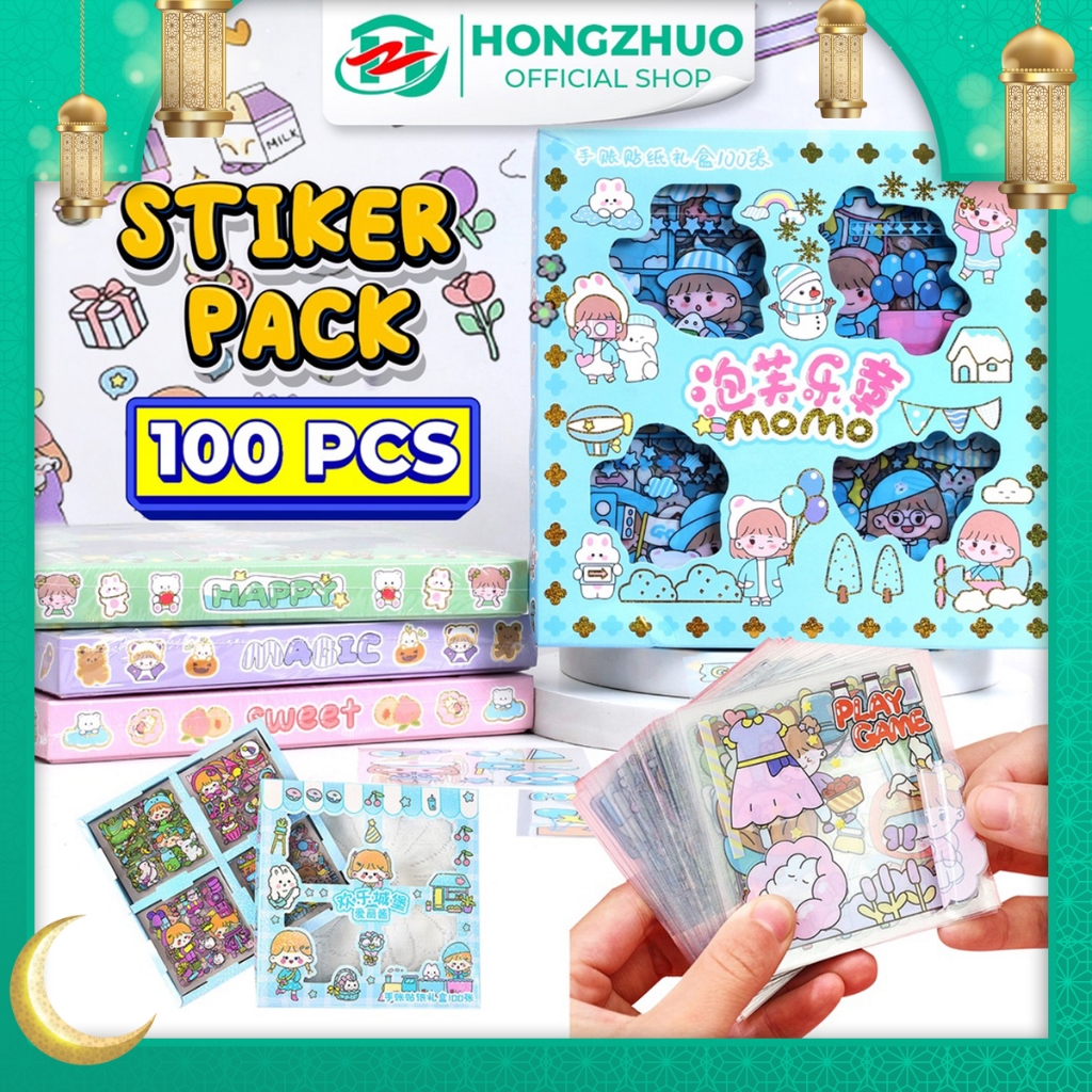 Jual Hongzhuo Stiker Momo Motif Kartun Korea Lucu Dapat Box Isi 100 ...