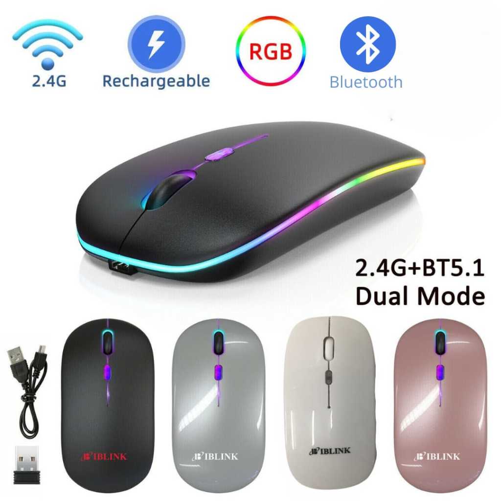 Jual Mouse Wireless Bluetooth RGB Mouse Optical 2.5Ghz Receiver USB ...