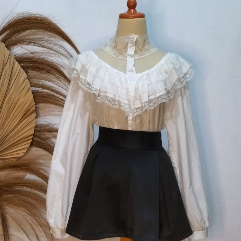 Jual Korean Style Blouse-Putih-Premium | Shopee Indonesia