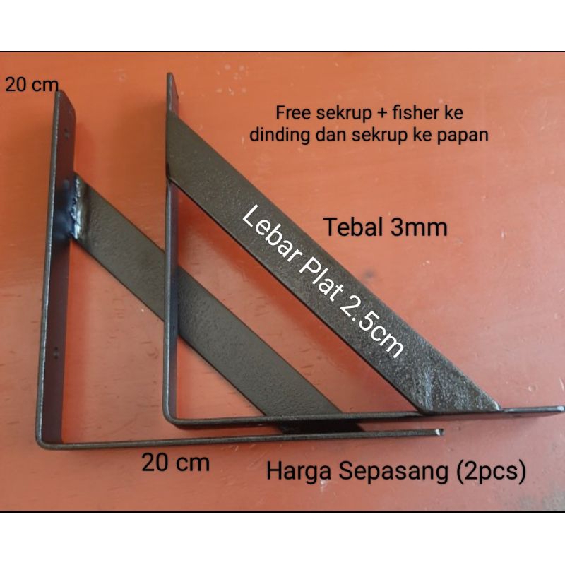 Jual Siku rak dinding penyangga ambalan 20cm x 20cm Sepasang (2pcs ...