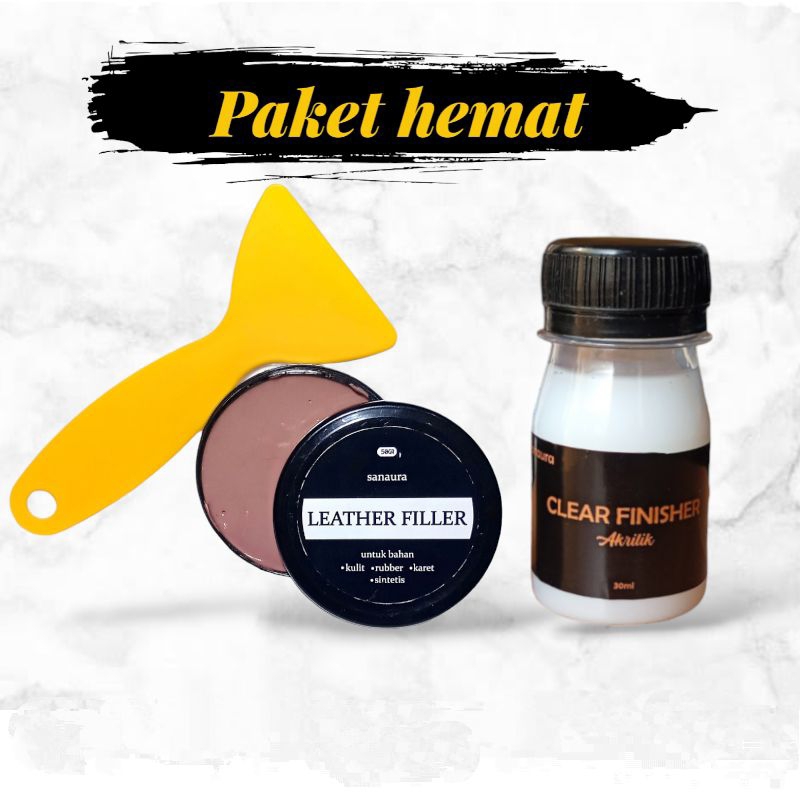 Jual PAKET DEMPUL KULIT LEATHER FILLER 50 GRAM DAN CLEAR FINISHER 30 ML ...